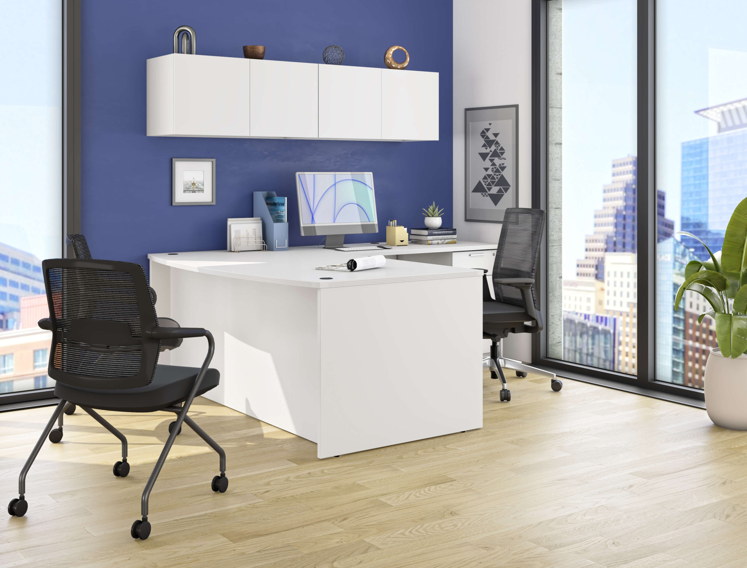 Kai High Rise Office in Matte White - i5 Industries