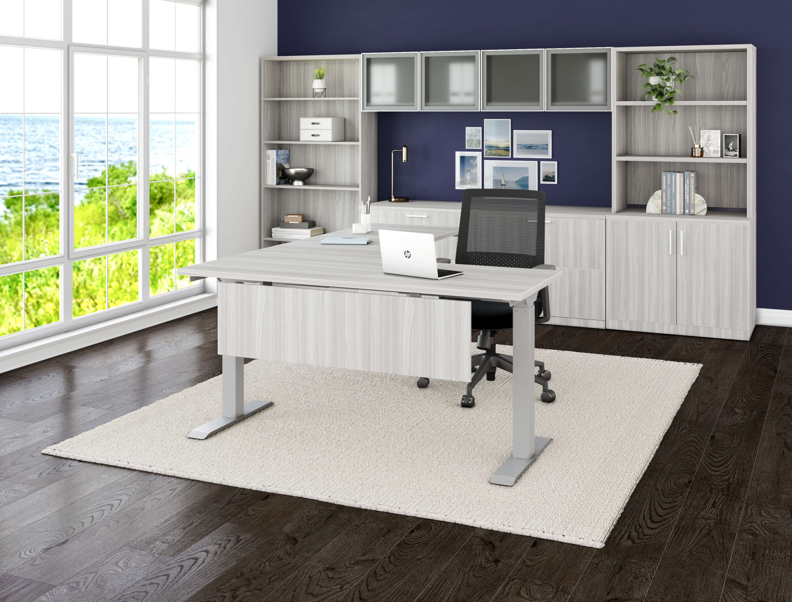 iRize Coastal Private Office in Harbor Elm with Rayne Storage - i5 ...